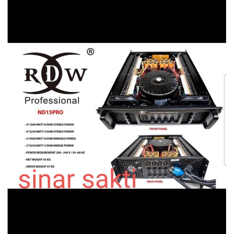 Jual POWER AMPLIFIER RDW ND15PRO/ND15 PRO/ND 15PRO 4CH X 1500 WATT ORIGINAL | Shopee Indonesia