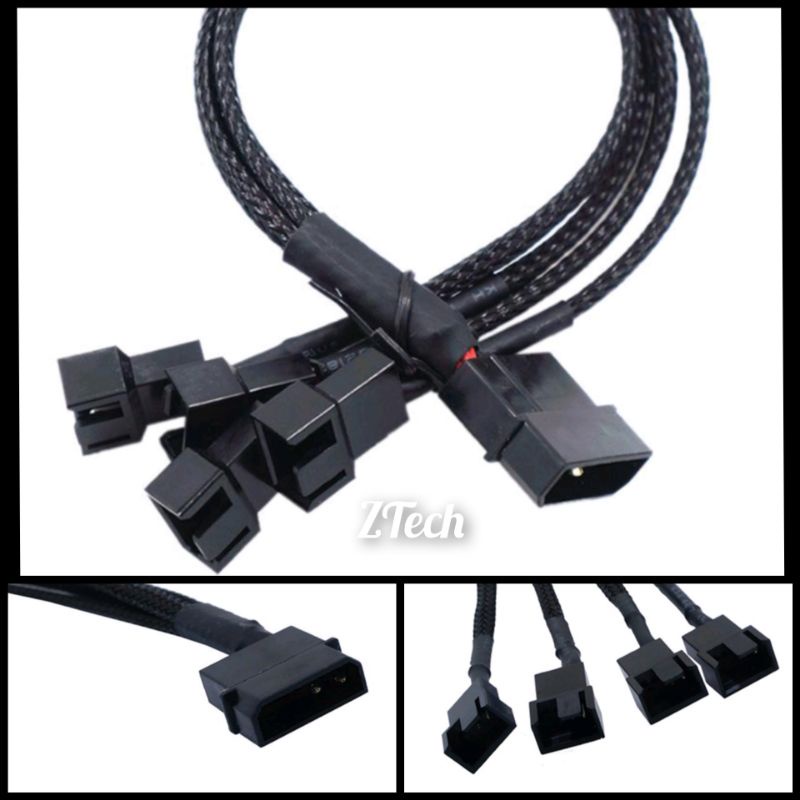 Jual KABEL SPLITTER ADAPTER KONEKTOR FAN KIPAS MOLEX 4 WAY TO 3PIN 4PIN ...