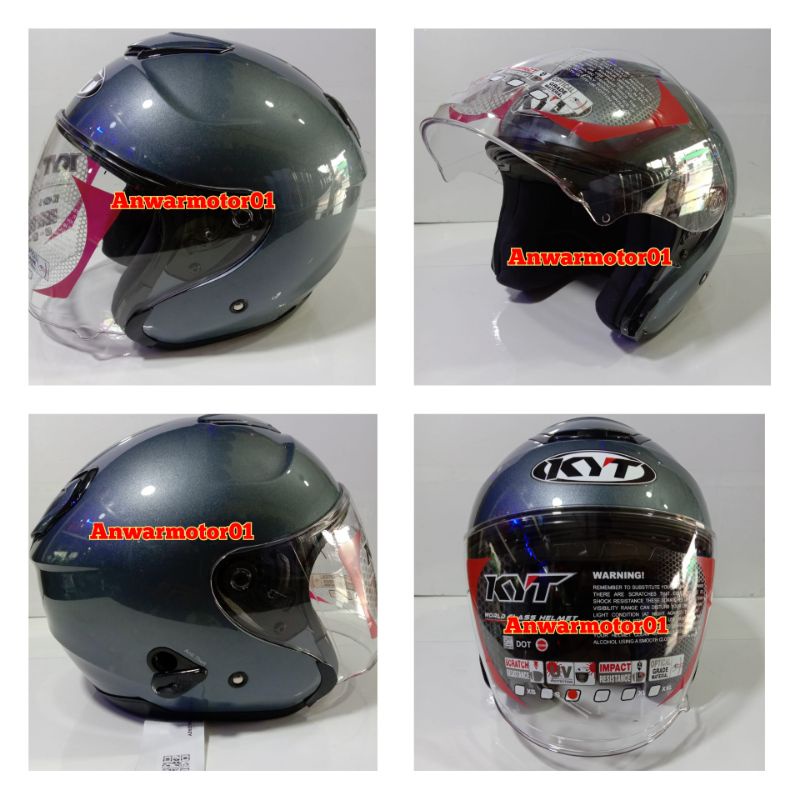 Jual KYT Kyoto Solid Grey / Helm Half Face / KYT Half Face / KYT Kyoto ...