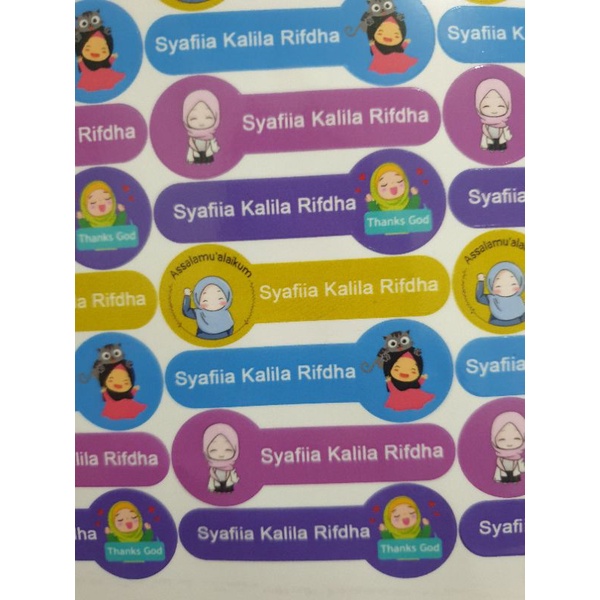 Jual Stiker nama waterproof anti air aman dicuci isi 100pcs free ...
