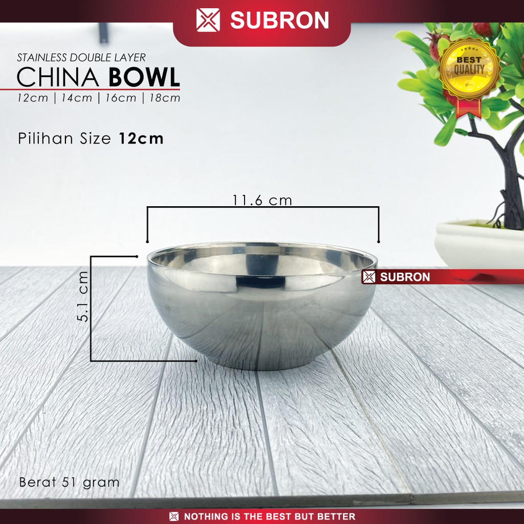 Jual SUBRON China Bowl Mangkok Stainless 11.5cm 14cm Mangkuk Makan ...