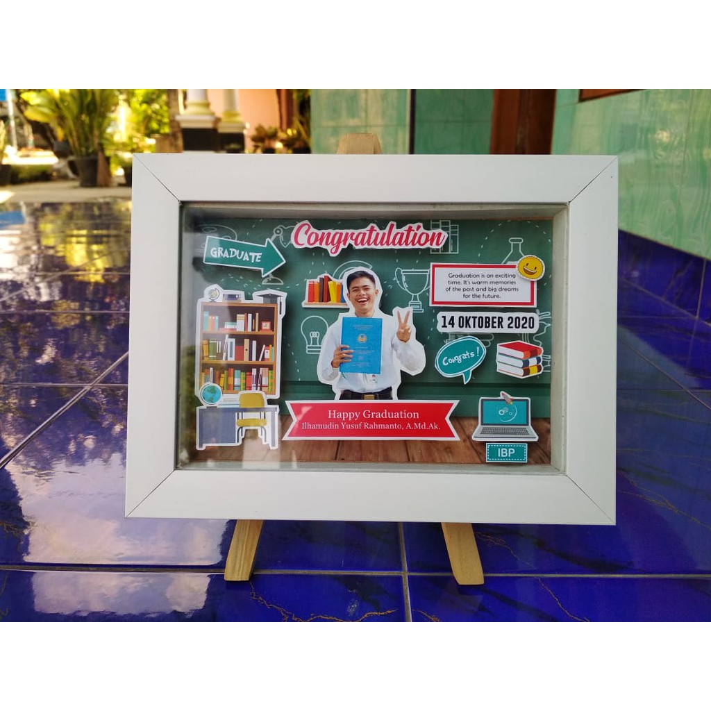 Jual kado perpisahan sekolah souvenir kenangan / farewell scrapframe 3d pop up foto custom kado ...