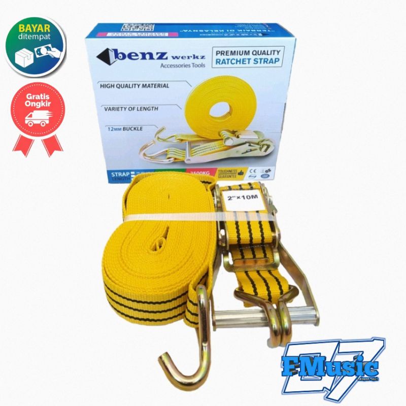 Jual Tali Track Belt Bok Sound system 10 Meter x 5 cm Rachet Tie Down 2 ...