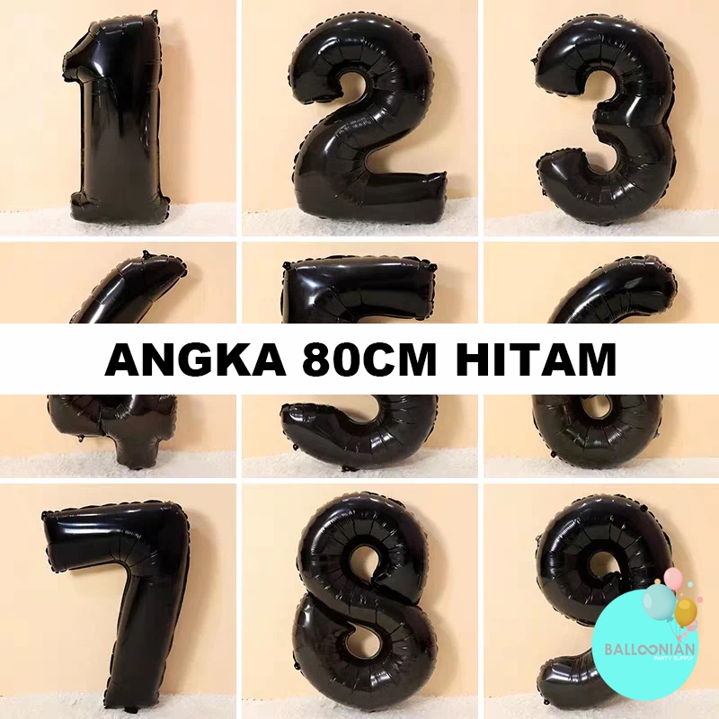 Jual Angka 80CM HITAM/Balon Foil Angka Besar/Jumbo | Shopee Indonesia