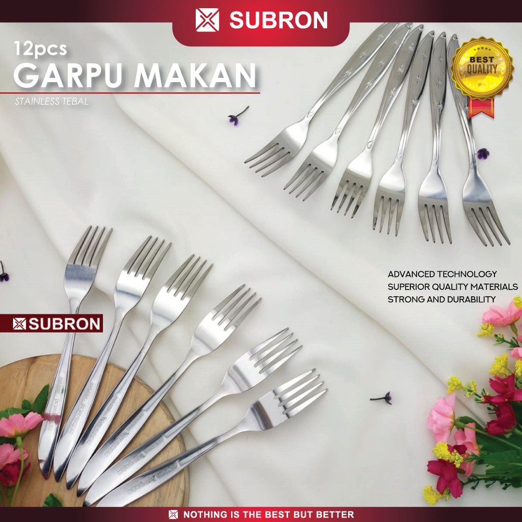 Jual SUBRON 12pcs sendok garpu tebal stainless steel spoon fork 18cm ...
