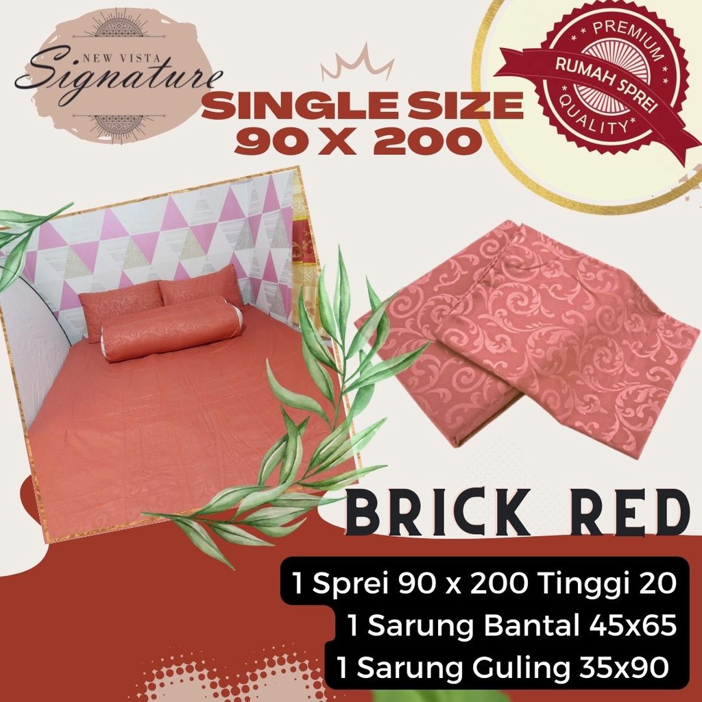 Jual Sprei Signature 90 / 100 x 200 Polos Emboss ( Brick Red / Merah Bata ) | Shopee Indonesia