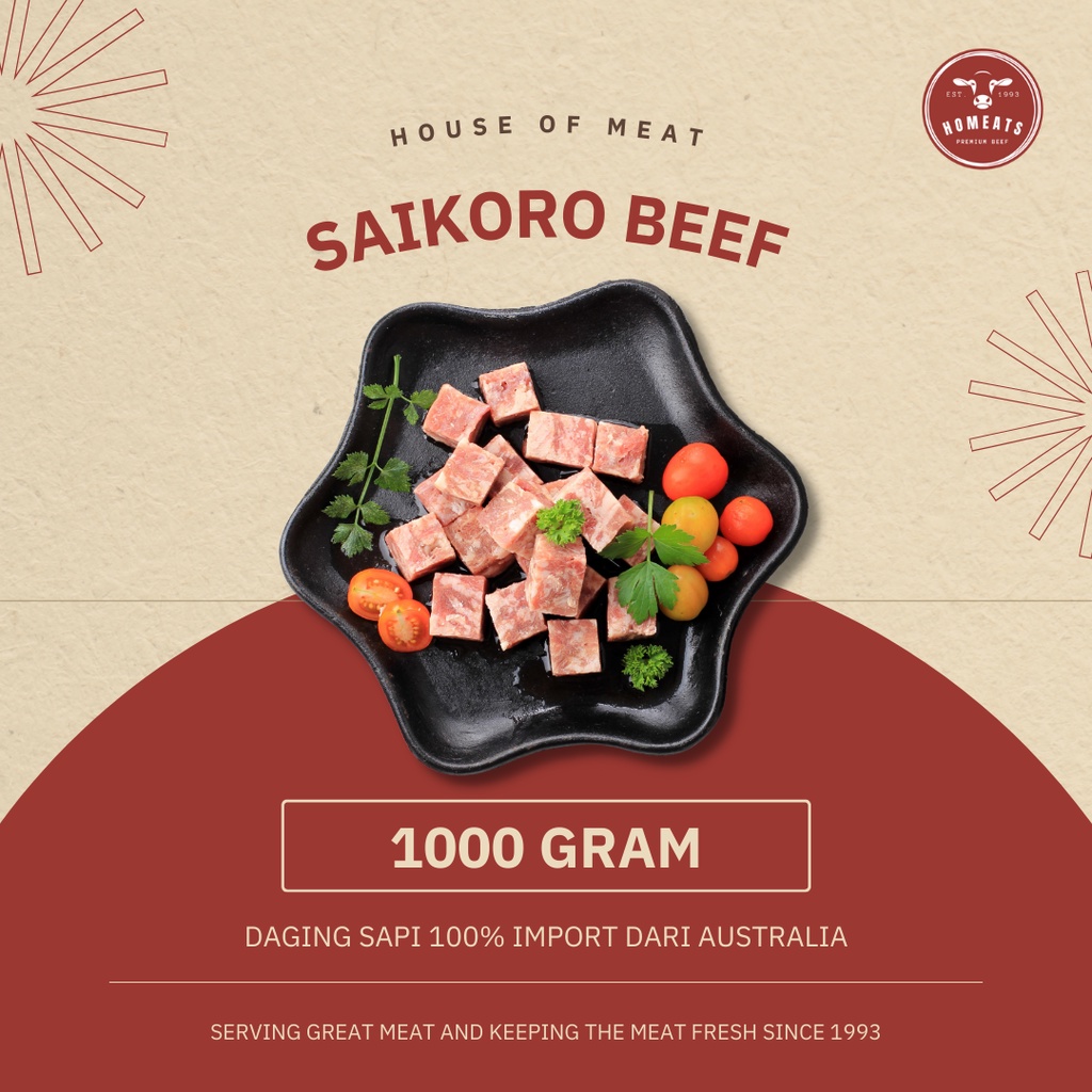 Jual Daging Sapi Premium Saikoro Beef Meltique Cube Steak Grill 1000 ...