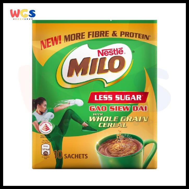 Jual Milo Less Sugar Gao Siew Dai with Whole Grain Cereal 10 Sachet x ...