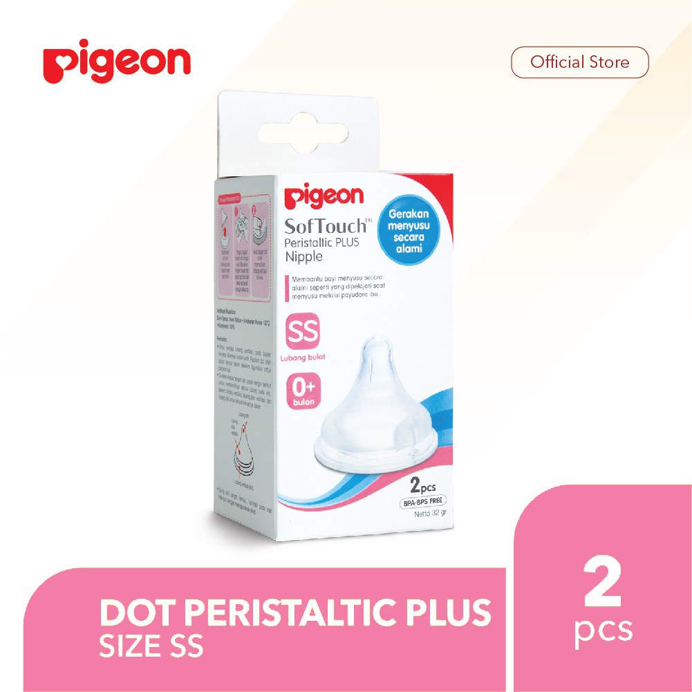 Jual PIGEON Dot SofTouch Peristaltic Plus Nipple untuk Botol Wide Neck (2 Pcs) | Shopee Indonesia