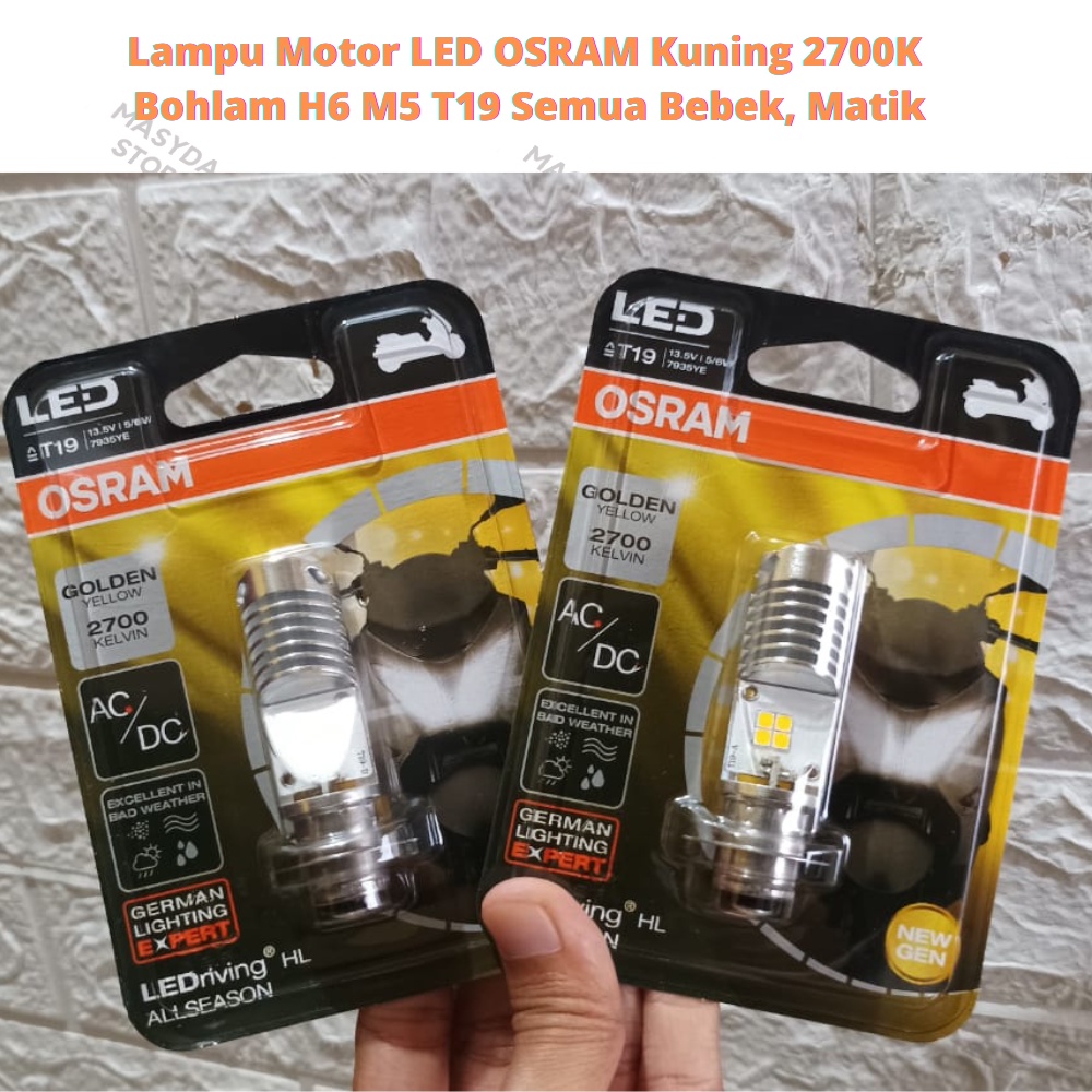 Jual Lampu Motor LED OSRAM Putih Kuning 2700K 6000k Bohlam H6 M5 T19 Semua Bebek Matic AC/DC ...