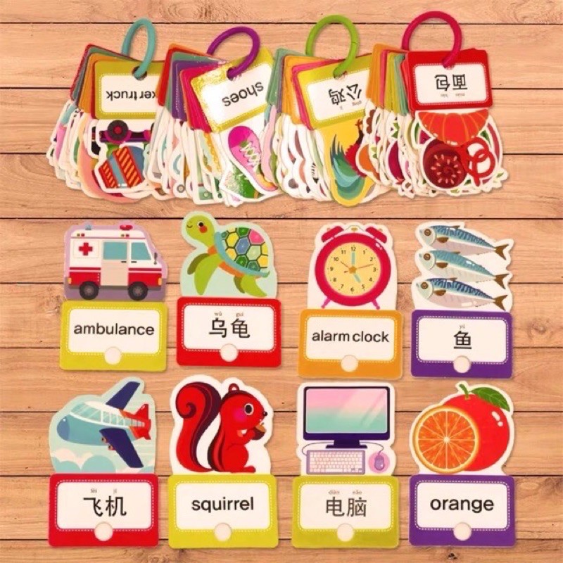Jual Flash card dua bahasa mandarin english - colorful flashcard ...