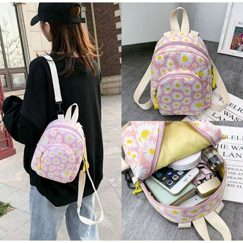 Jual Tas Ransel Mini Wanita Motif Daisy Flower | Shopee Indonesia