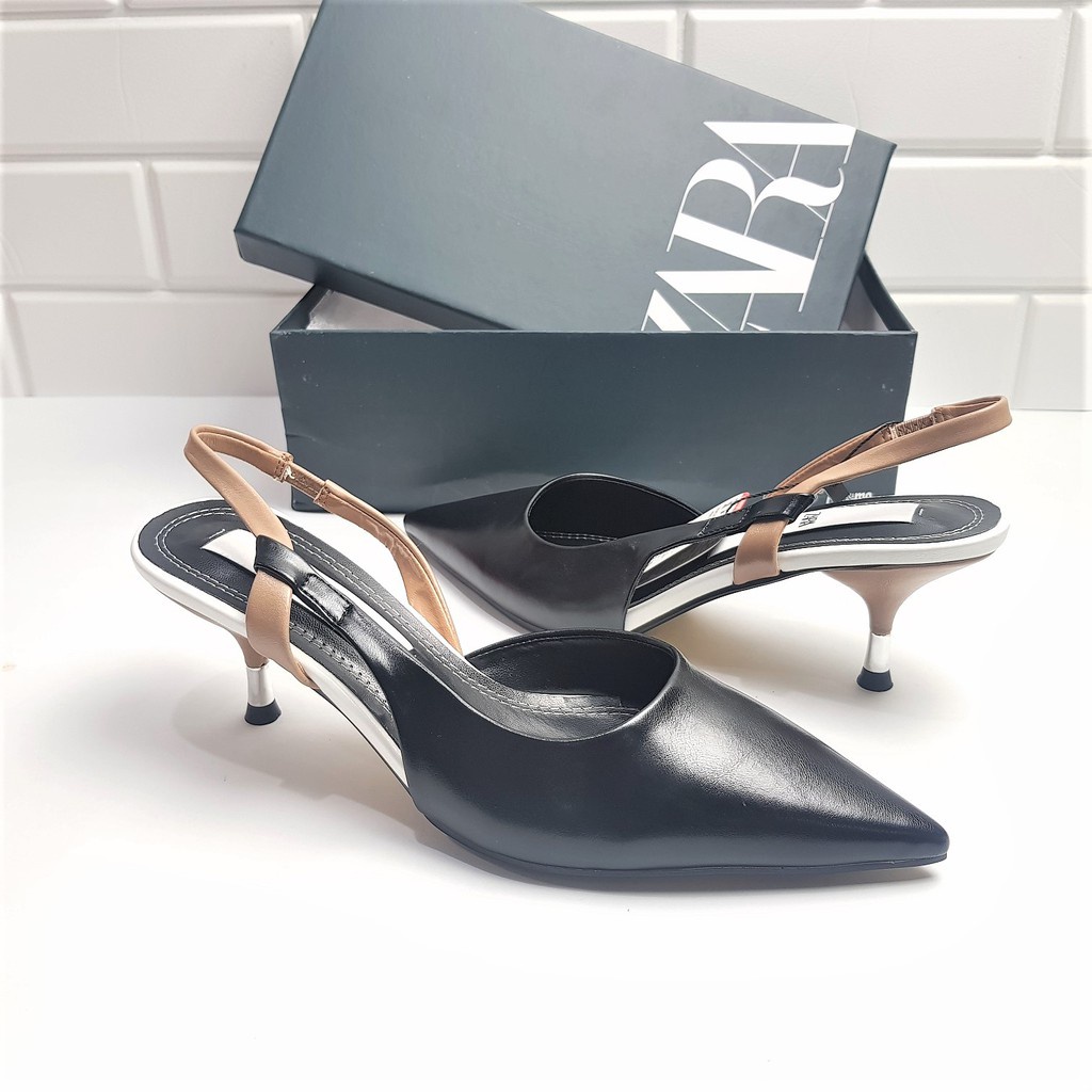 Jual Sepatu Zara Heels Slingback Shoes 1825 - 5cm | Shopee Indonesia