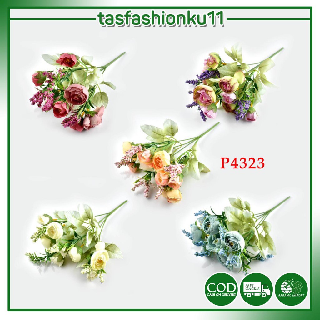 Jual TF11 P4323 Bouquet Bunga Bunga palsu Rose Hias Artifisial Dekorasi ...