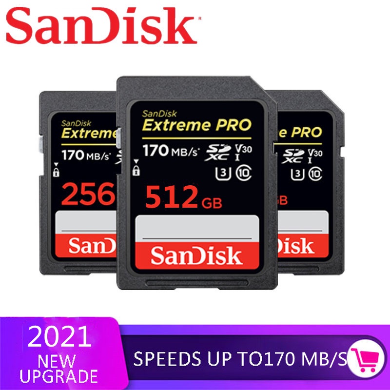 Jual Sandisk new memory card PRO SD card 170Mb/s Class 10 512GB/256GB ...