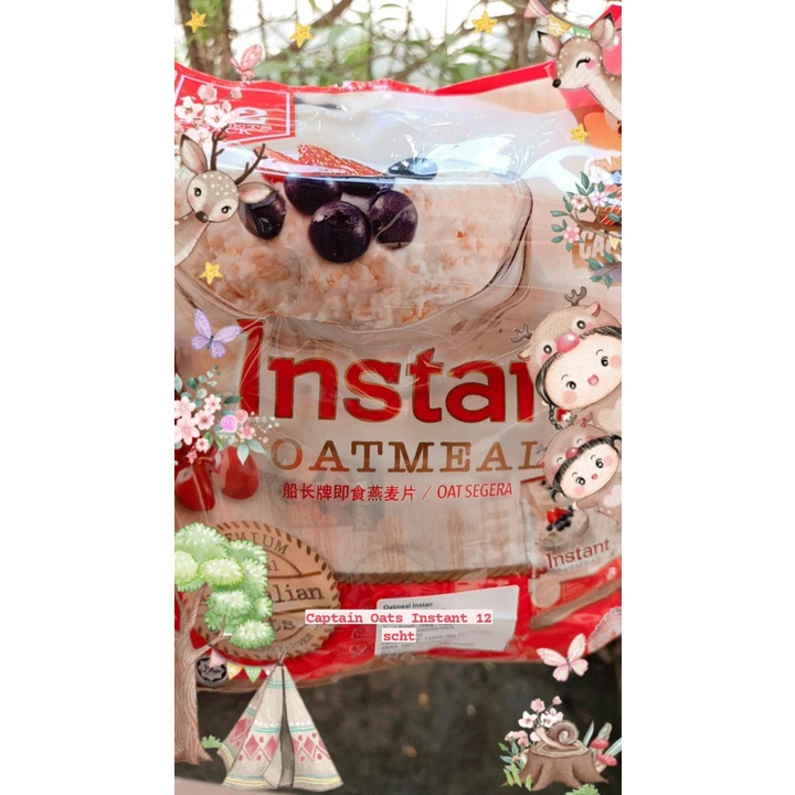 Jual Captain Oats Instant Oatmeal 12 sachet x @40 gram (480 gram) MERAH ...