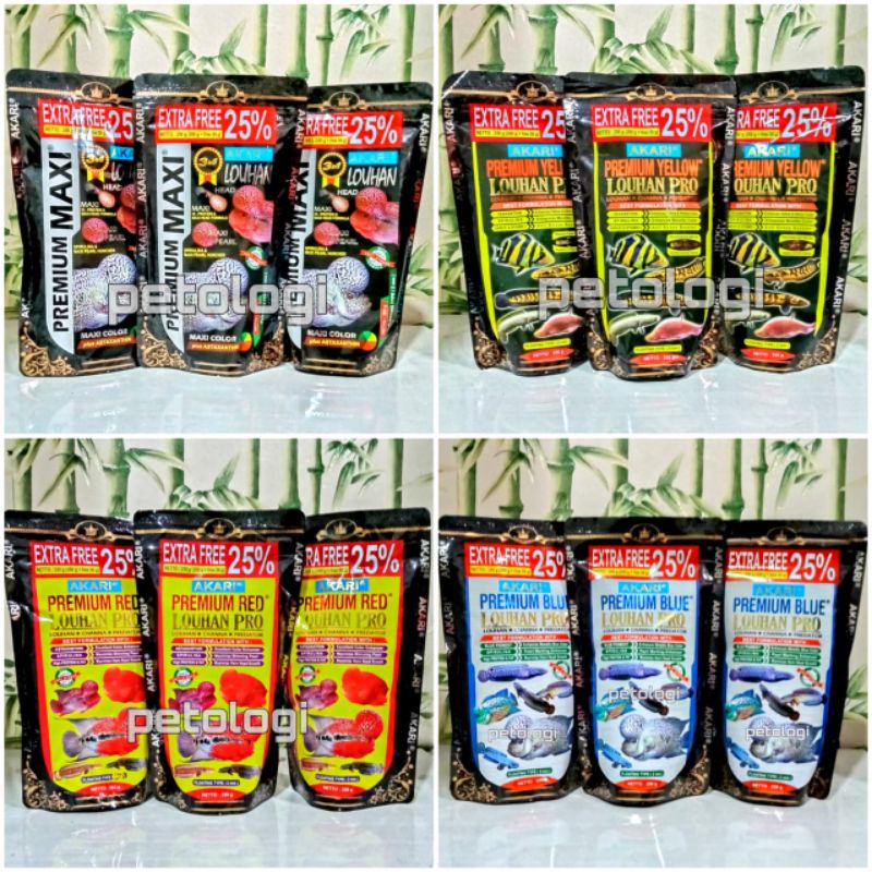 Jual Akari Premium Blue Yellow Red Maxi Louhan Pro 250 gram, Pelet Ikan ...