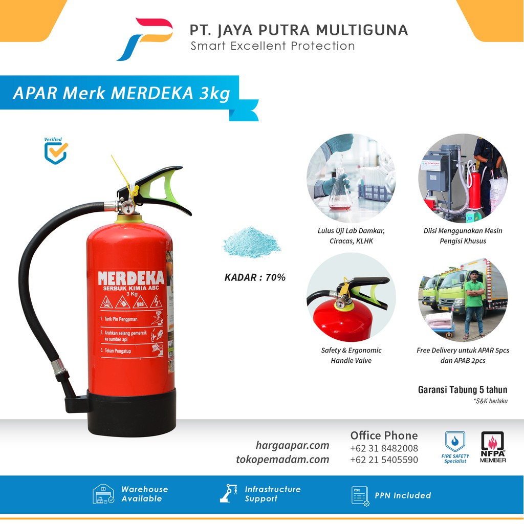 Jual TABUNG APAR PEMADAM API RINGAN PORTABLE POWDER ABC 3 KG MERDEKA ...