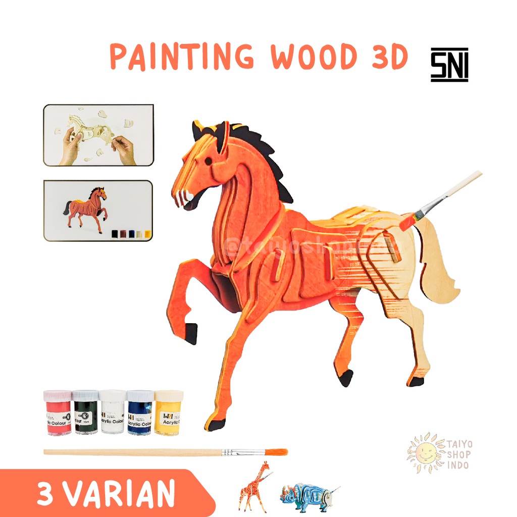 Jual TAIYO Mainan Anak Painting 3D Wooden Puzzle Rakit Mewarnai Kayu ...