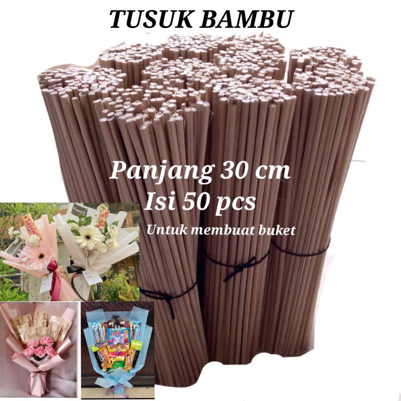 Jual Tusuk Bambu 50 pcs,tusuk sate panjang 30cm,tusuk buket,tusuk lidi ...