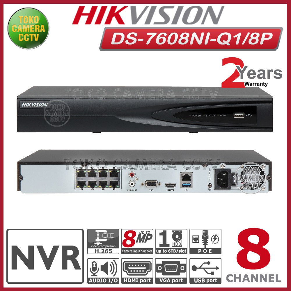 Jual NVR HIKVISION 8 CHANNEL DS-7608NI-Q1-8P POE | Shopee Indonesia