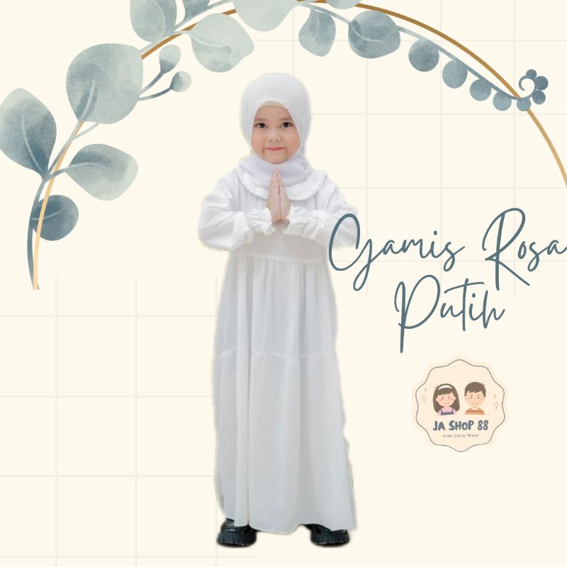 Jual GAMIS ANAK PUTIH MANASIK HAJI,GAMIS ANAK PUTIH ROSA USIA 4 6 8 ...
