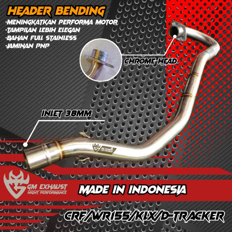 Jual Pipa header bending klx crf wr155 d tracker original gm exhaust ...