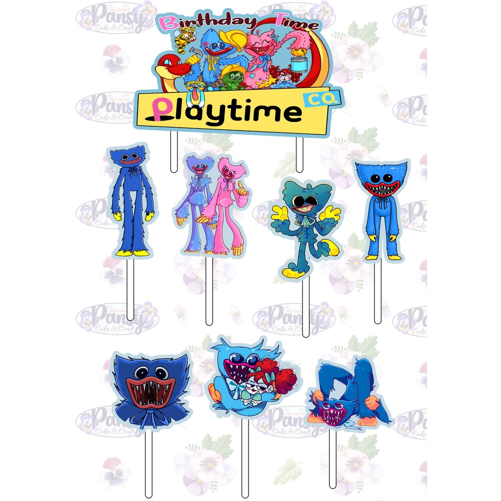 Jual Cake topper / Cupcake topper Huggy Wuggy / Poppy Playtime + banner ...