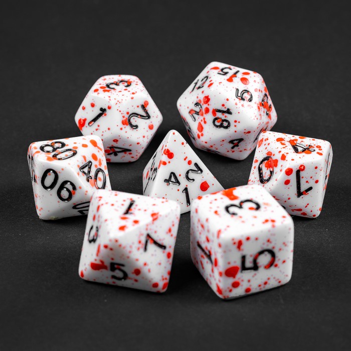 Jual Dadu D&D - Opaque Blood Splatter RPG Dice (D4, D6, D8, D10, D10 ...