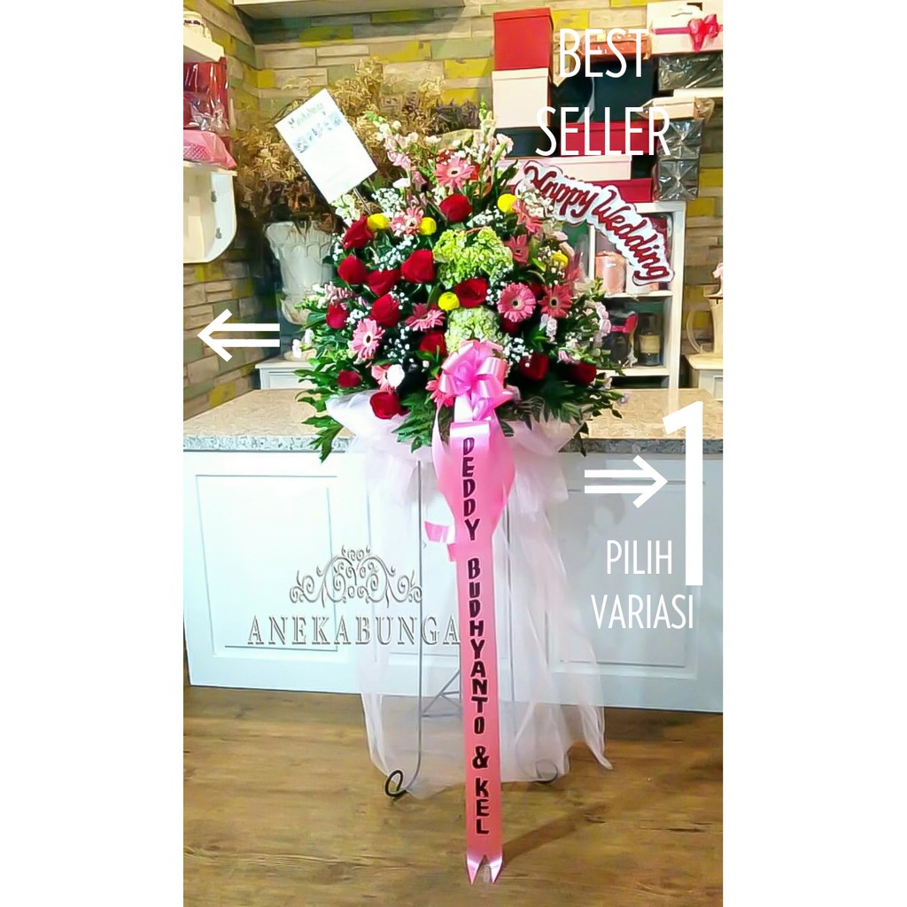 Jual Standing Flower Wedding Karangan Pernikahan Bunga Asli Ucapan ...