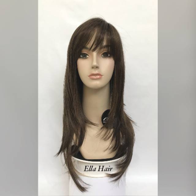 Jual wig rambut palsu wanita fiber FB017A14 Dark Choco | Shopee Indonesia