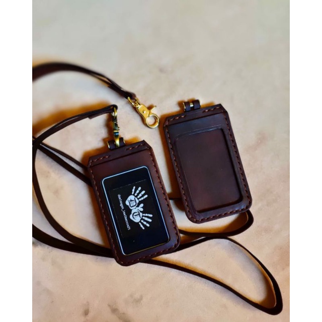 Jual ID CARD HOLDER KULIT SAPI / GANTUNGAN ID CARD KULIT / NAME TAG ...