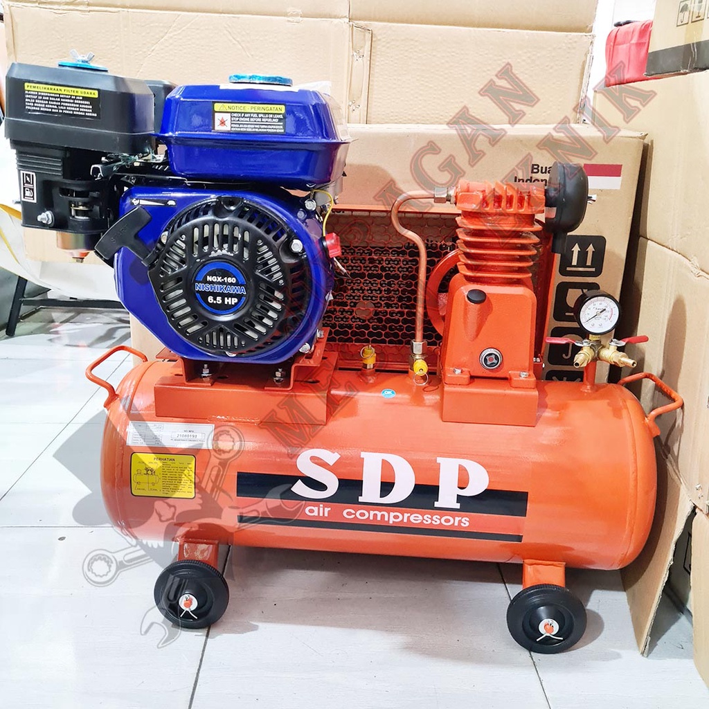 Jual Mesin Kompresor Angin Bensin SDP 1/4 HP + Mesin Penggerak Nishikawa GX160 6.5 HP | Shopee ...