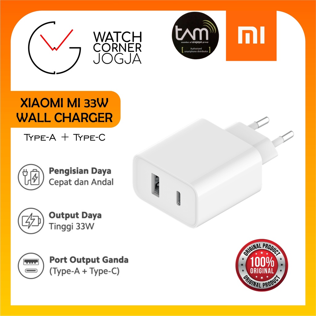 Jual Xiaomi Mi 33W Wall Charger Type A + Type C Adaptor Kepala Charger ORIGINAL GARANSI RESMI ...
