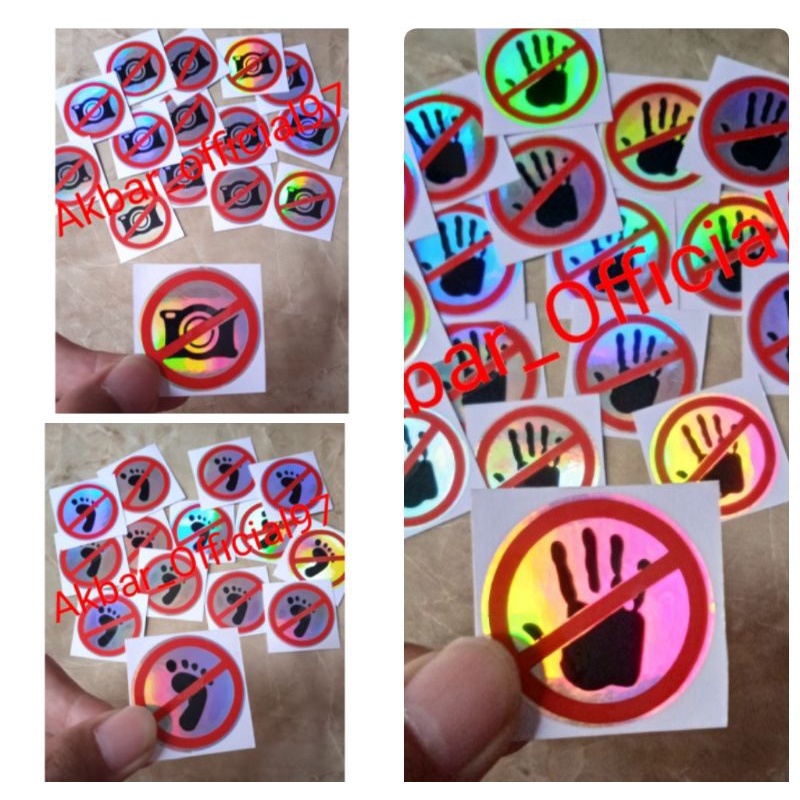 Jual Stiker dilarang sentuh HOLOGRAM Sticker dilarang foto injak tangan ...