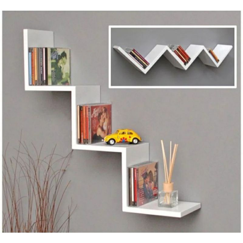 Jual rak dinding ambalan bentuk tangga/rak buku/rak serbaguna/harga ...