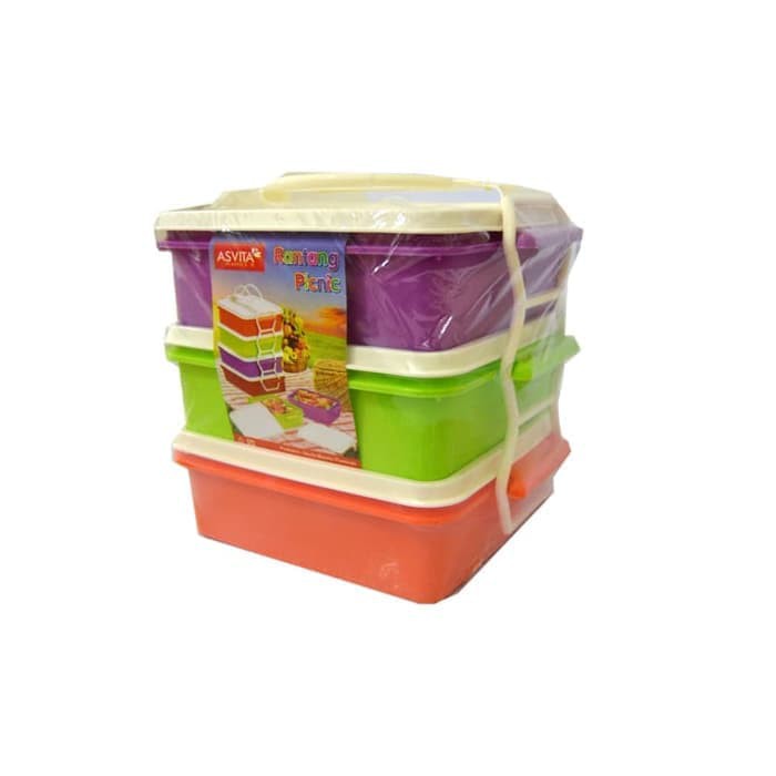 Jual Kotak Makan PICNIC Asvita Rantang Plastik Susun 3 Plastik Murah ...