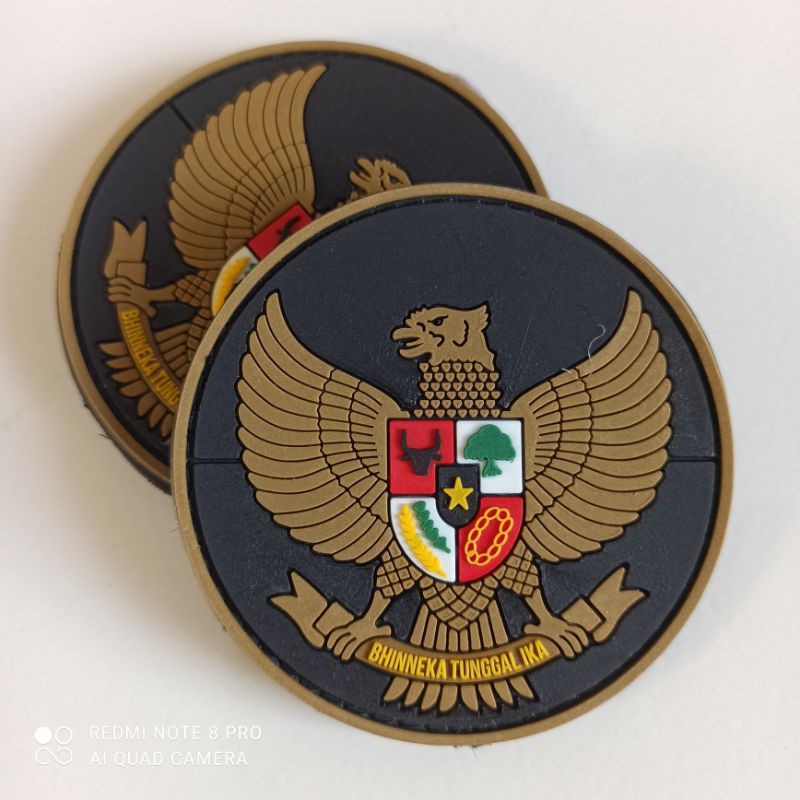 Jual PATCH RUBBER LOGO GARUDA BULAT COKLAT/TEMPELAN KARET EMBLEM VELCRO ...