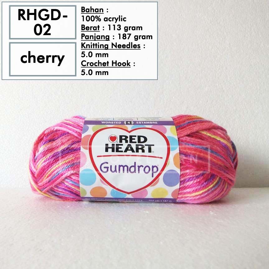 Jual Benang Rajut RHGD-02 (Red Heart Gumdrop - Cherry) | Shopee Indonesia