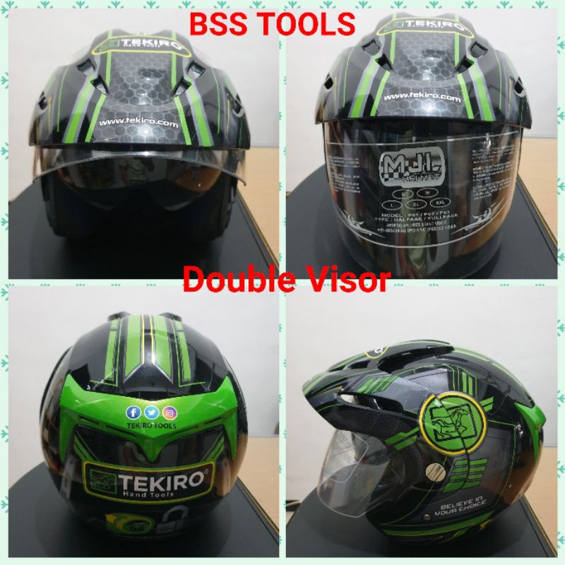 Jual Helm Half Face Double Visor Tekiro | Shopee Indonesia