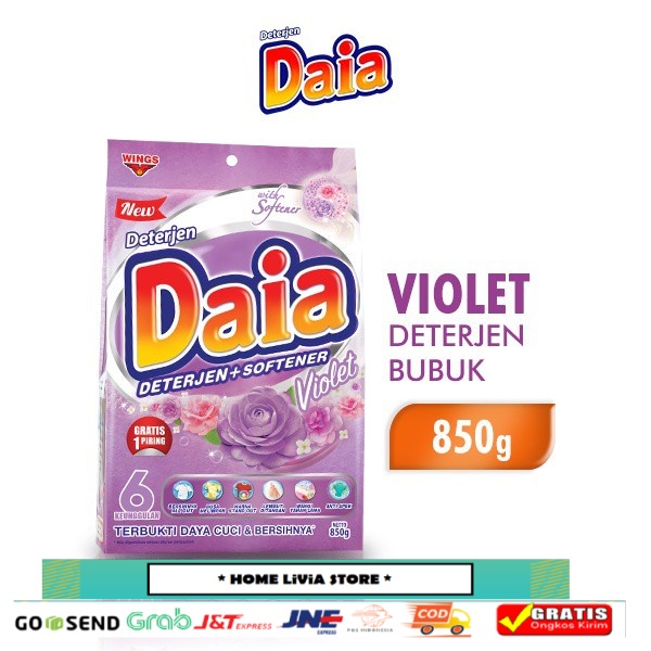 Jual Daia Deterjen Bubuk Softener Violet 850 gr | Shopee Indonesia