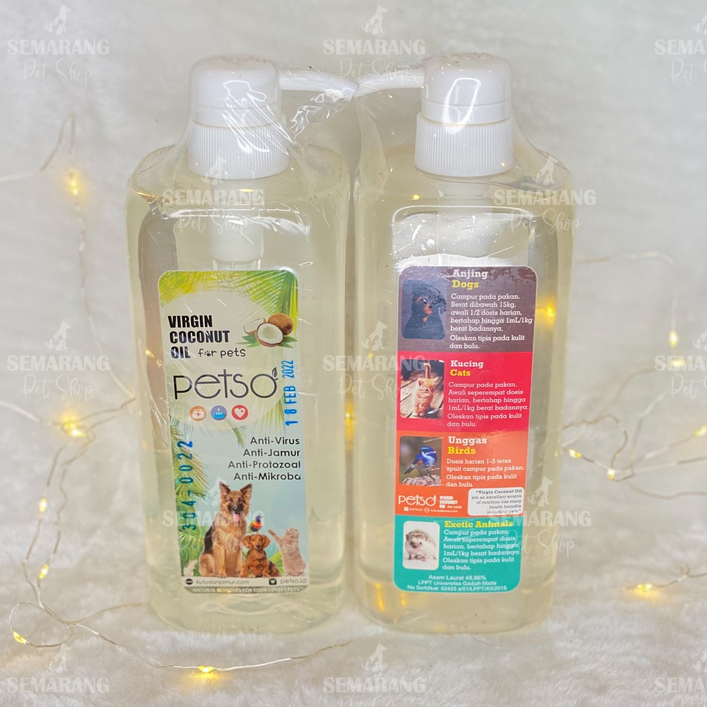 Jual PETSO Virgin Coconut Oil 1000ml 1lt Vitamin Bulu Anjing Kucing ...