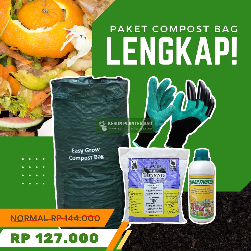 Jual PAKET LENGKAP Compost Bag 200 Liter Easy Grow Tas Alat Kompos ...