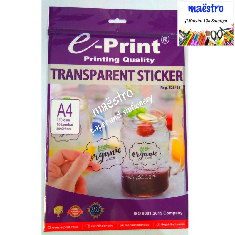 Jual E-Print Transparent Sticker A4 / Eprint Stiker Transparan A4 ...