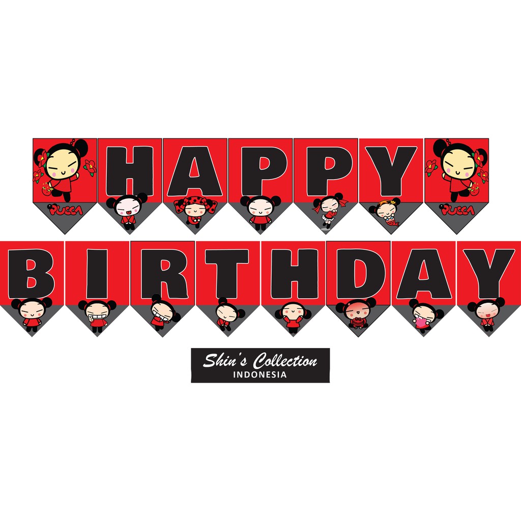 Jual Banner bunting flag Happy birthday ulangtahun Pucca set | Shopee ...