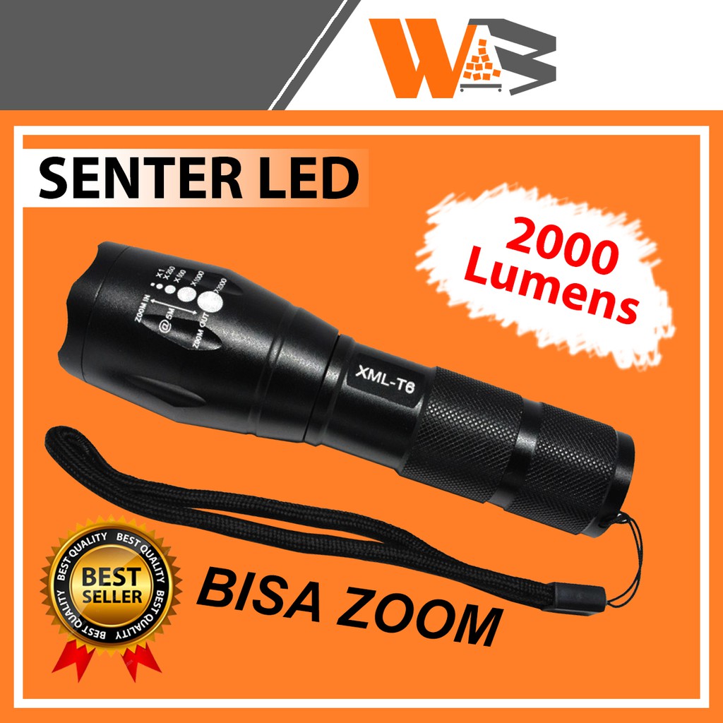 Jual COD LAMPU SENTER FLASHLIGHT LED SUPER TERANG SWAT WATERPROOF SEN 18650 2000 Lumens | Shopee ...