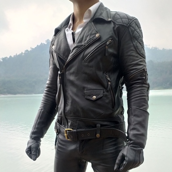 Jual Jaket Kulit Double Kerah Ramones | GUS LEATHER | Shopee Indonesia