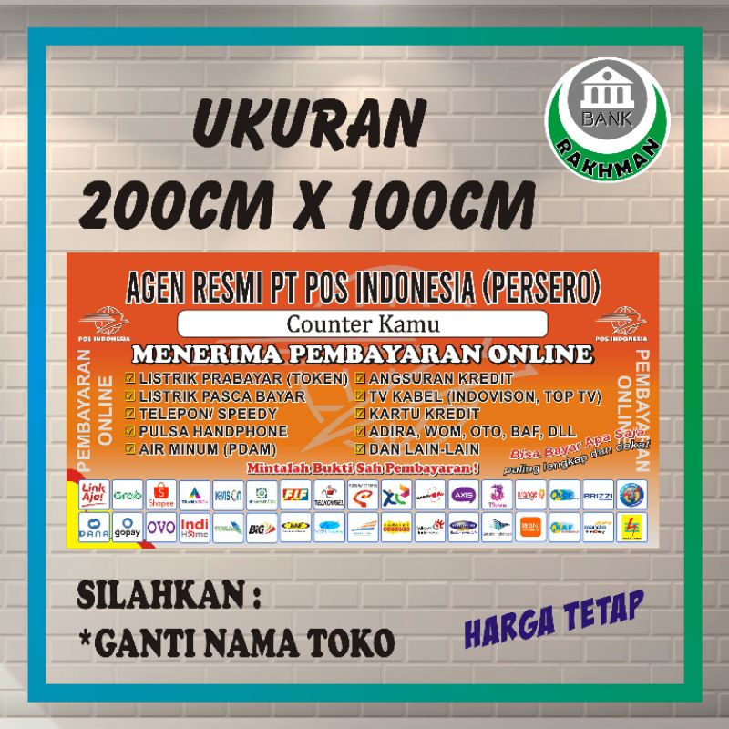 Jual SPANDUK BANNER AGEN POSPAY UKURAN 200CM X 100CM | Shopee Indonesia