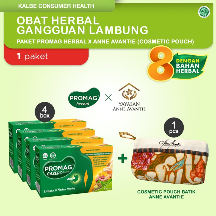 Jual Paket Promag Herbal (Gazero) X Anne Avantie (Cosmetic Pouch ...