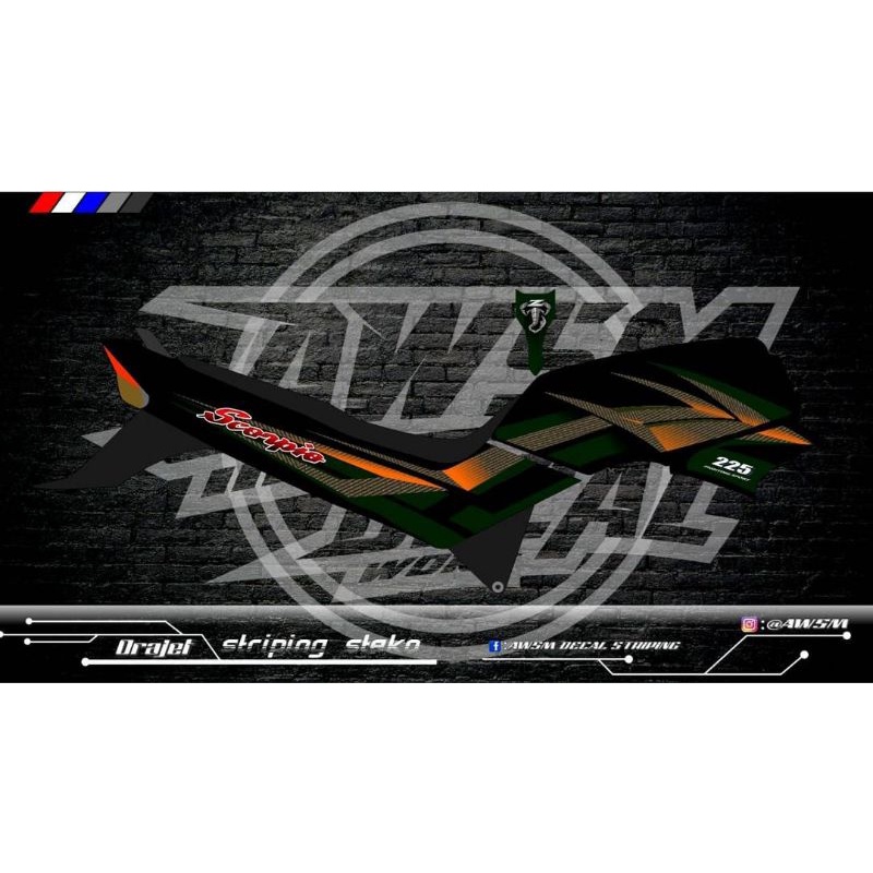Jual striping scorpio tangki kotak kombinasi warna hijau | Shopee Indonesia